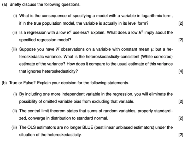 Solved (a) Briefly discuss the following questions. (i) What | Chegg.com