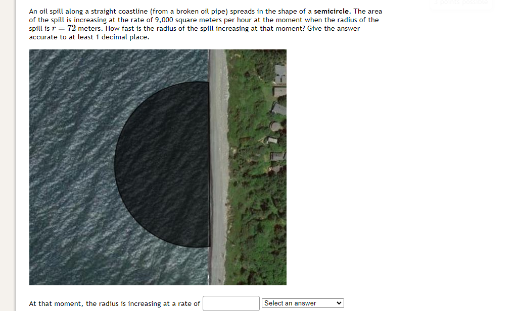 Solved An oil spill along a straight coastline (from a | Chegg.com