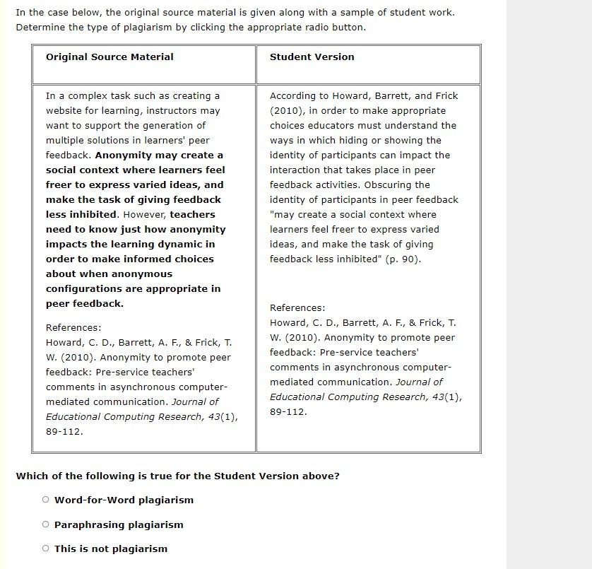 Solved In the case below, the original source material is | Chegg.com