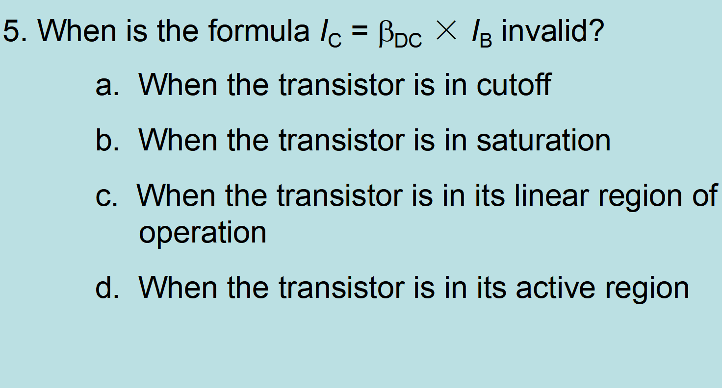 Solved 5. When is the formula Ic = Boc X Is invalid? a. When | Chegg.com