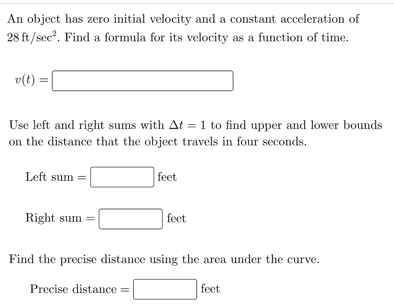 Solved An object has zero initial velocity and a constant | Chegg.com