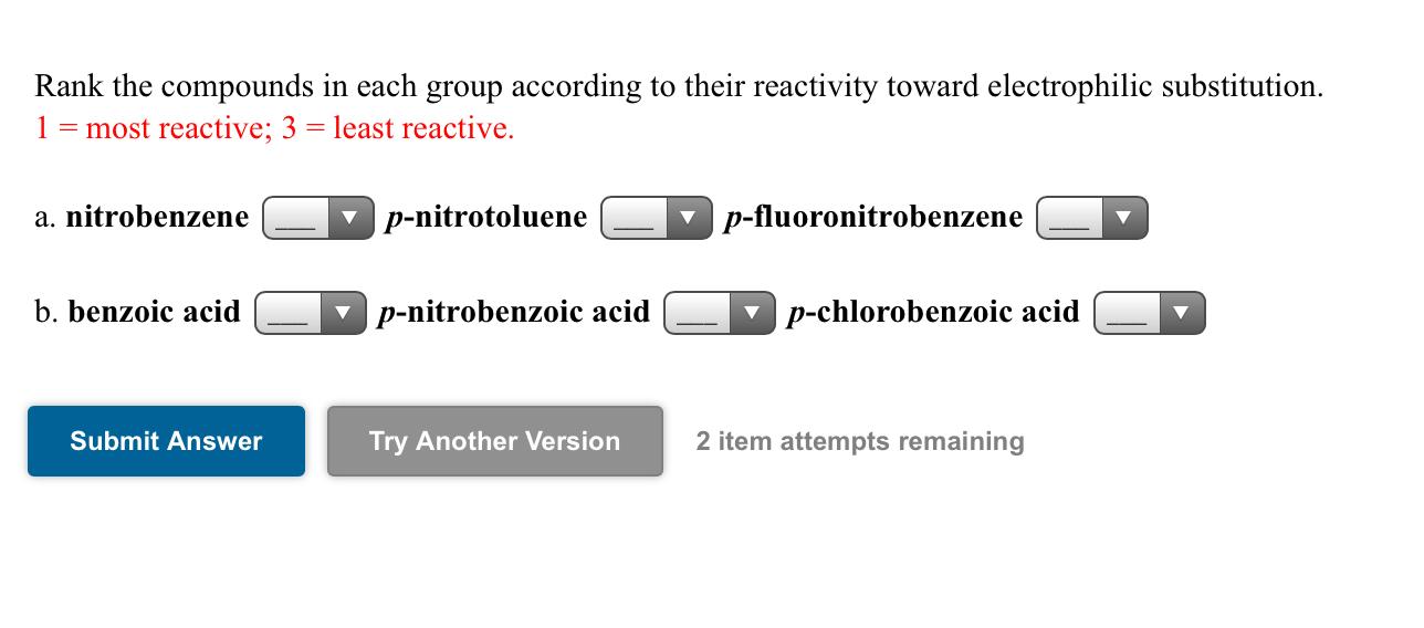 Solved Rank the compounds in each group according to their | Chegg.com