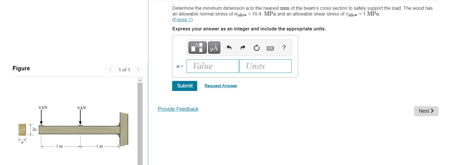 Solved Determine the minimum dimension a to the nearest mm | Chegg.com