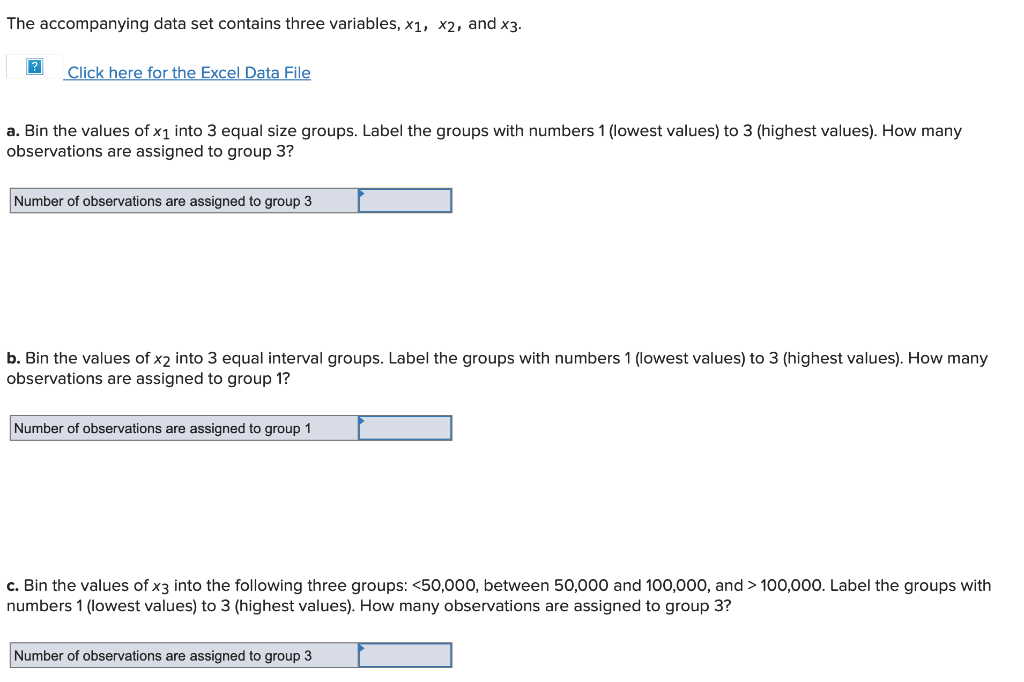 Solved The accompanying data set contains three variables, | Chegg.com