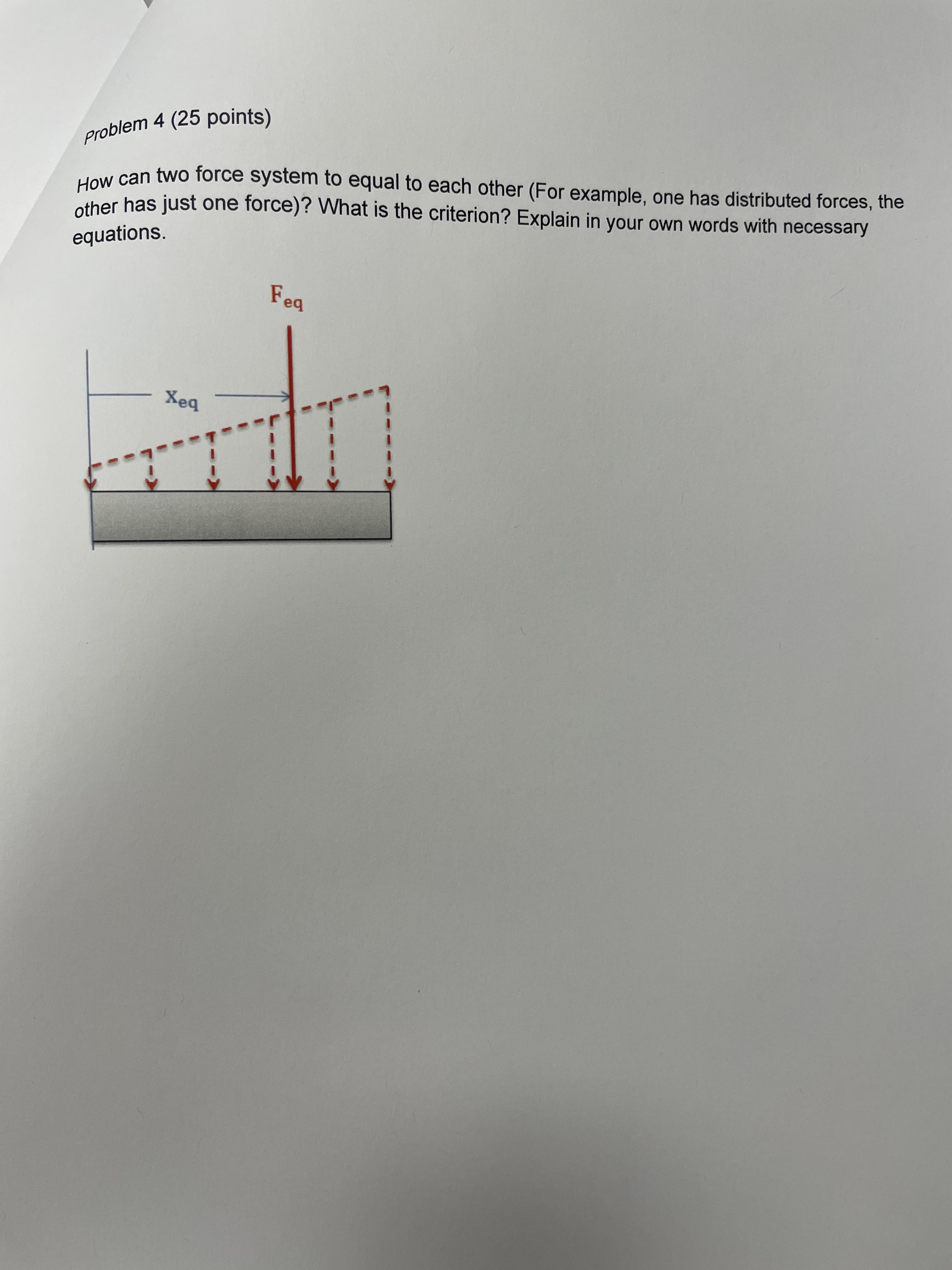 How can two force system to equal to each other (For | Chegg.com