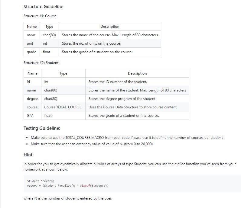 Solved Laboratory Activity 3 - Structures - Student Grade | Chegg.com