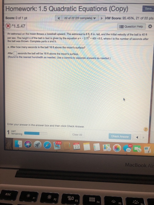 Solved Homework 1 5 Quadratic Equations Copy Save Score