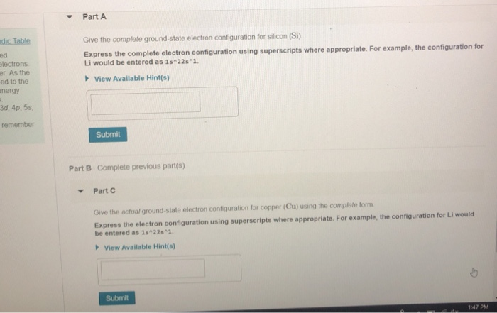 Solved dic Table ed lectrons er. As the ed to the nergy | Chegg.com