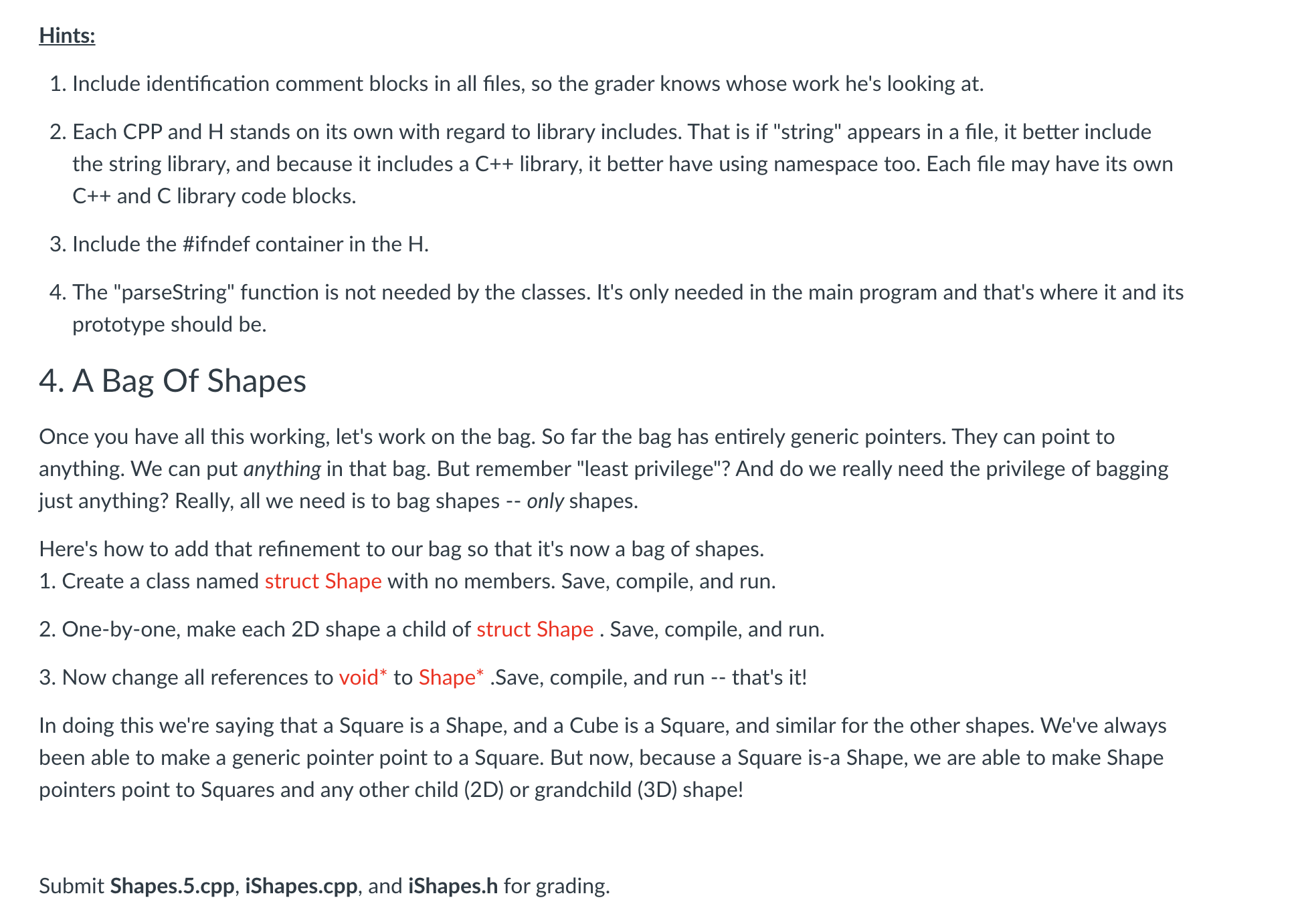 We're back to the Shapes application! In this version | Chegg.com