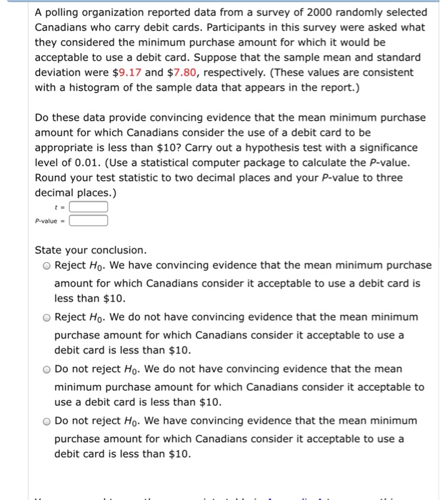 Solved A polling organization reported data from a survey of | Chegg.com