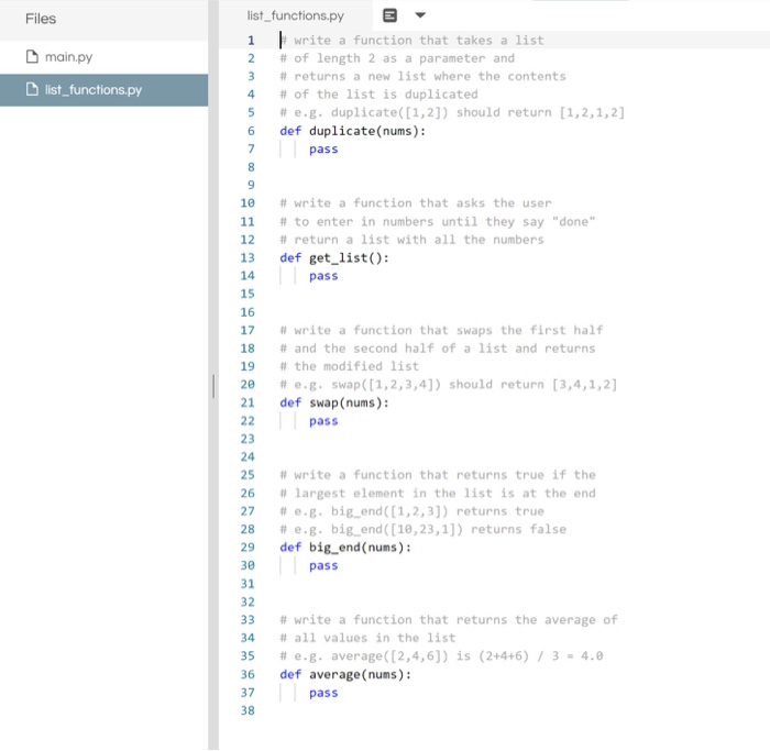 Solved Files main.py main.py 1 from list_functions import ( | Chegg.com
