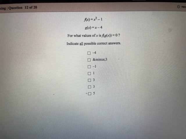 Solved f(x)=x2−1g(x)=x−4 For what values of x is f(g(x))=0 ? | Chegg.com