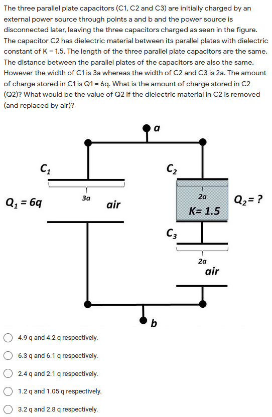Solved The three parallel plate capacitors (C1, C2 and C3) | Chegg.com