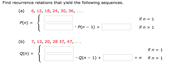 Solved Find recurrence relations that yield the following | Chegg.com
