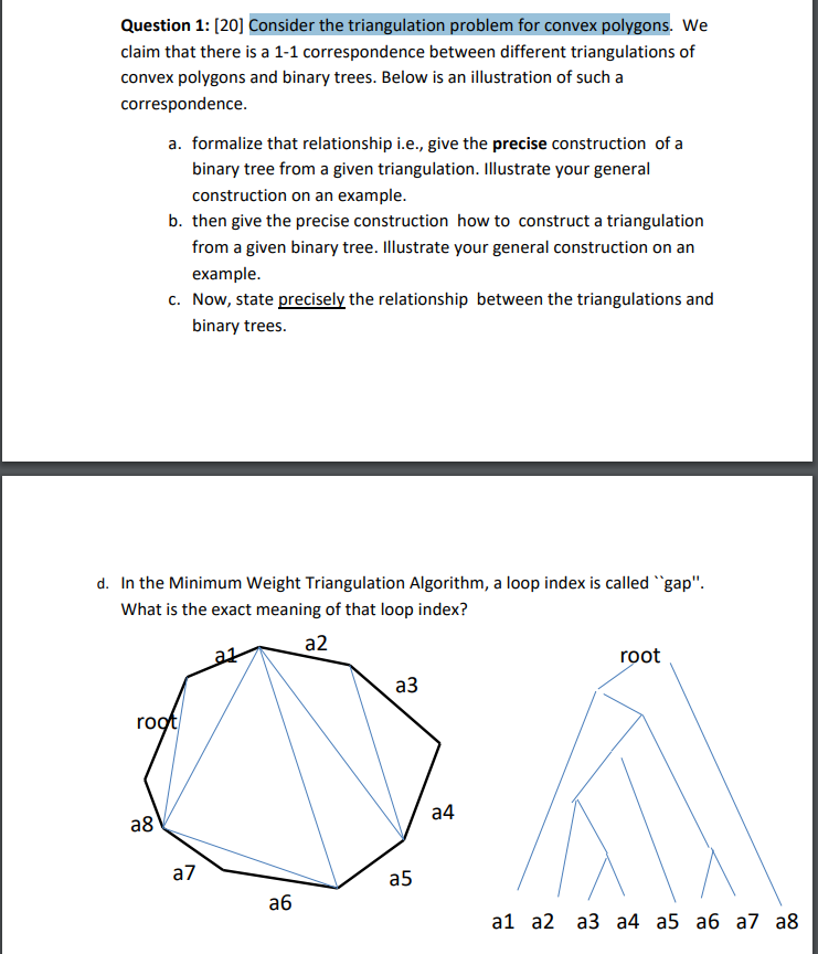 Question 1: [20] Consider the triangulation problem | Chegg.com