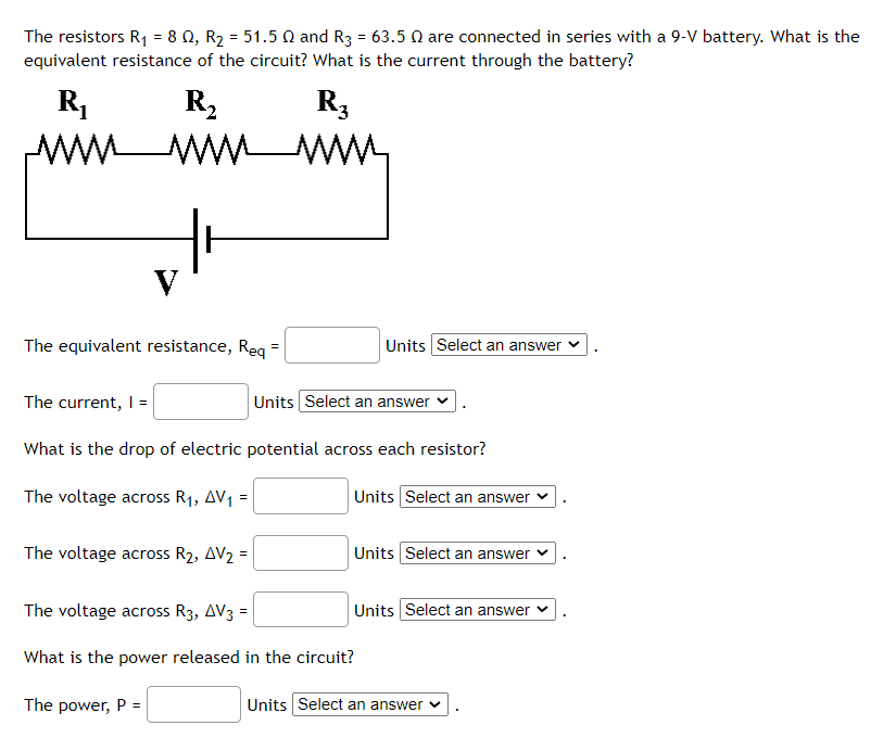 Solved The resistors R1=8Ω,R2=51.5Ω and R3=63.5Ω are | Chegg.com