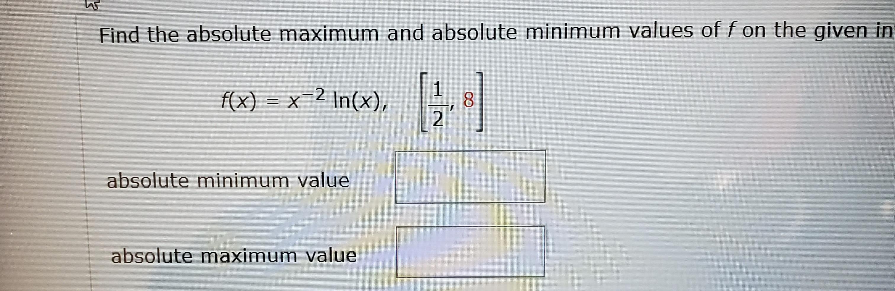 Solved Find the absolute maximum and absolute minimum values | Chegg.com