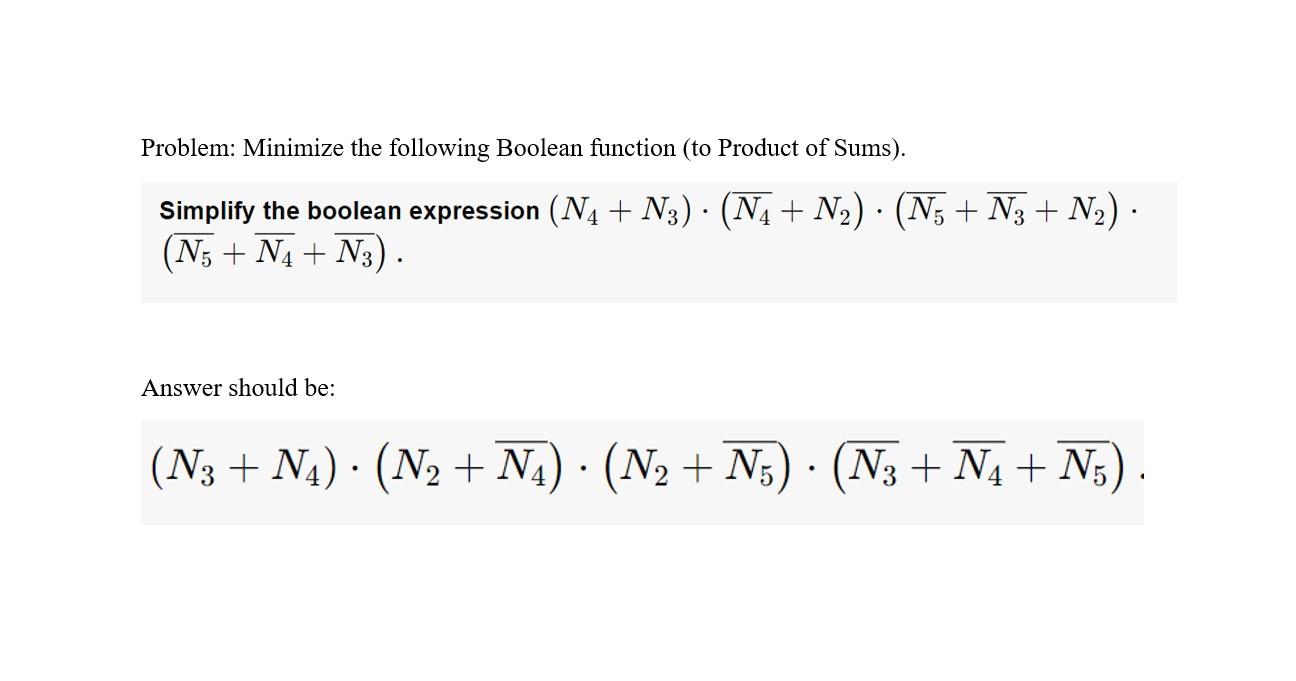 Solved Boolean Algebra Problem Have To Minimize The Function