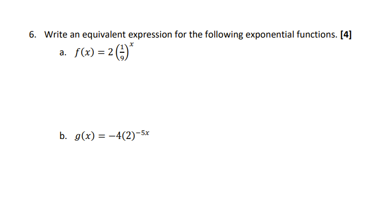 Solved 6. Write an equivalent expression for the following | Chegg.com