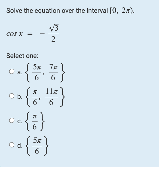 Solved Solve the equation over the interval [0,2π). cosx=−23 | Chegg.com