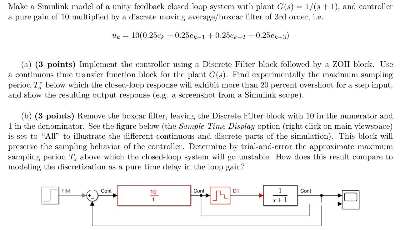 Make a Simulink model of a unity feedback closed loop | Chegg.com