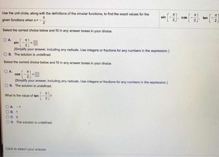 Solved Use the unit circle, along with the definitions of | Chegg.com