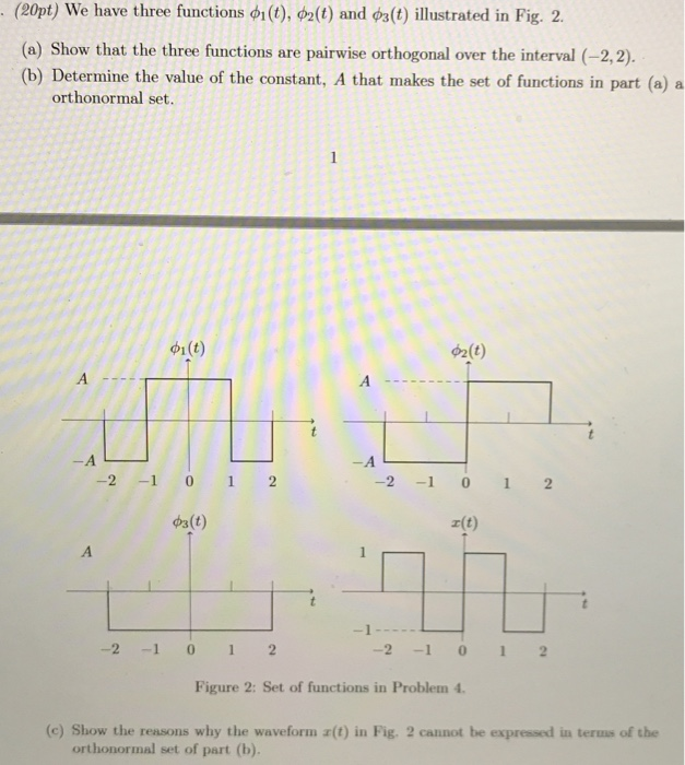 Solved (20pt) We have three functions φ1(t), φ2(t) and q | Chegg.com