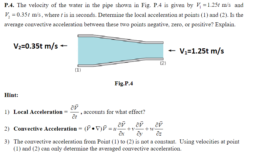 Solved P.4. The velocity of the water in the pipe shown in | Chegg.com