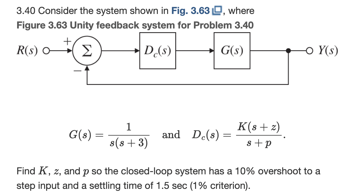 Solved 3.40 Consider the system shown in Fig. 3.63 , where | Chegg.com