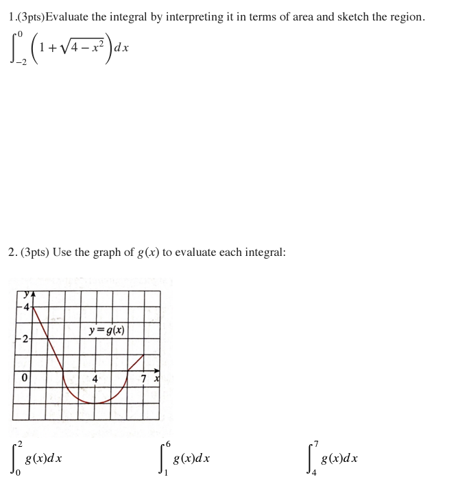 Solved 1.(3pts)Evaluate the integral by interpreting it in | Chegg.com