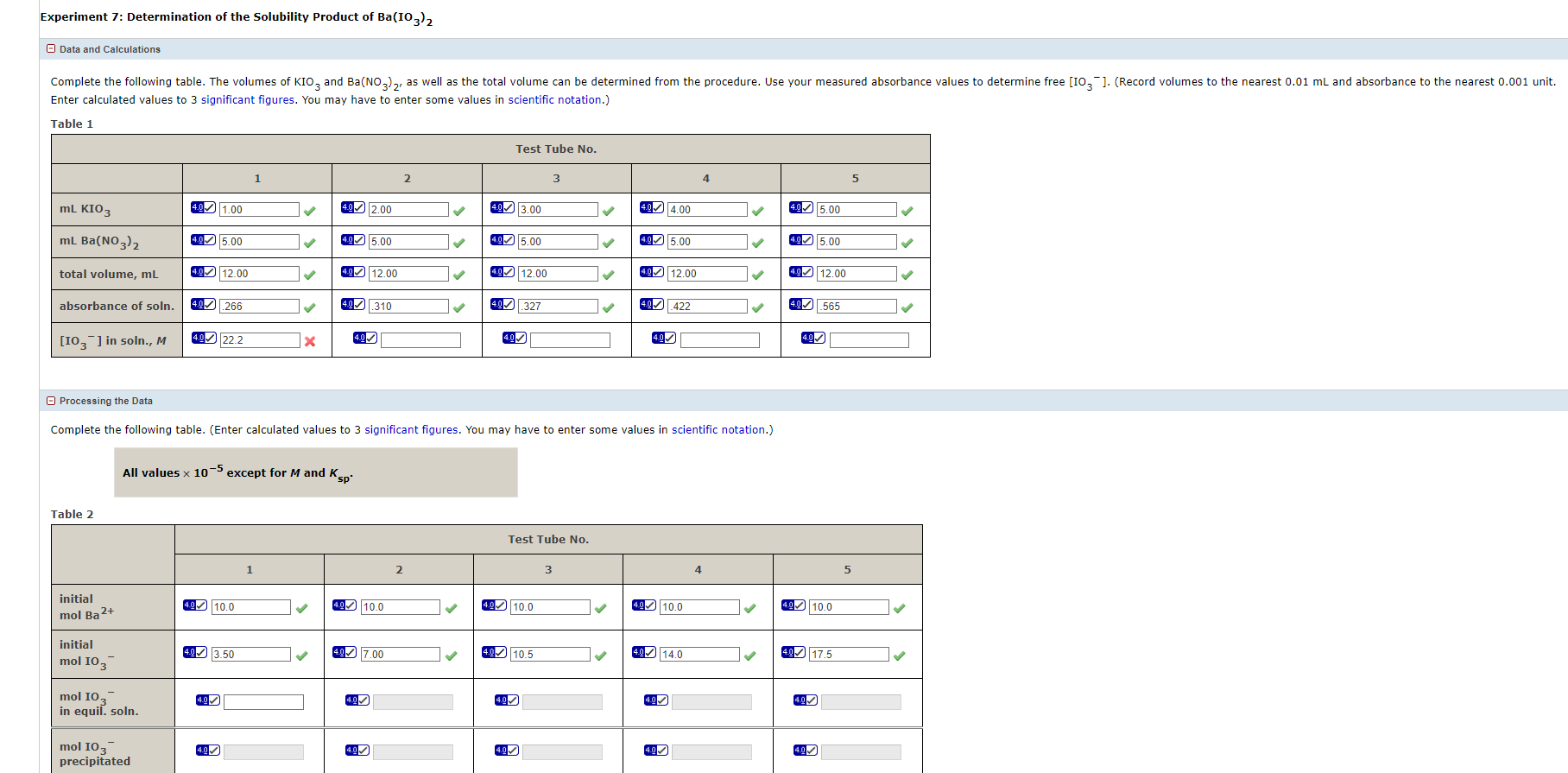 Experiment 7: Determination of the Solubility Product | Chegg.com