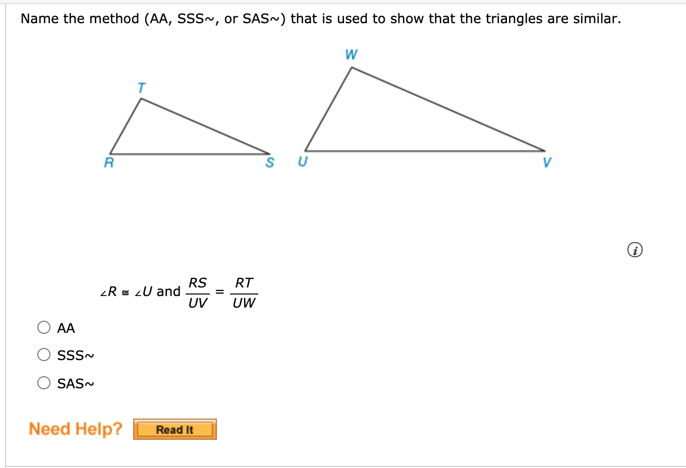 Solved Name the method (AA, SSS~, or SAS~) that is used to | Chegg.com