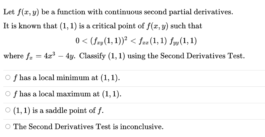 Solved Let f(x,y) be a function with continuous second | Chegg.com