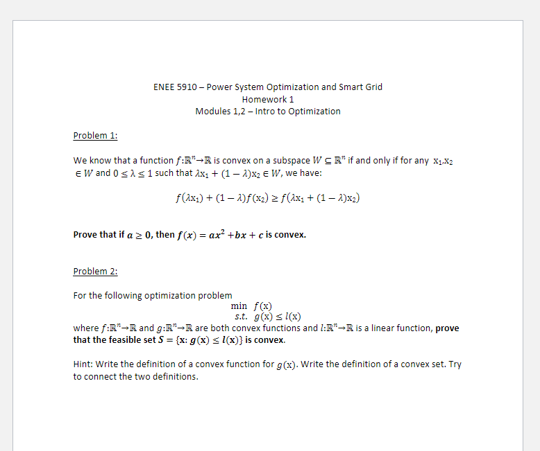 Solved ENEE 5910 - Power System Optimization and Smart Grid | Chegg.com