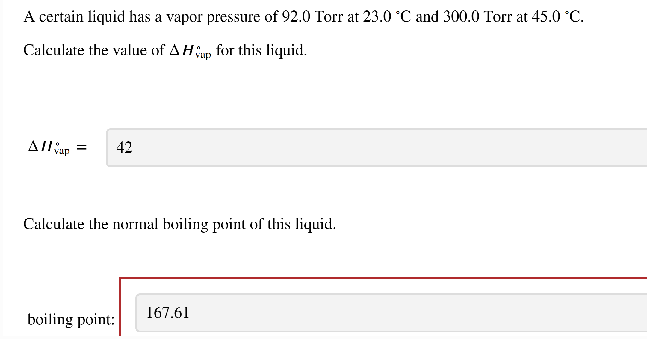 Solved I can't get the answer for the normal boiling point | Chegg.com