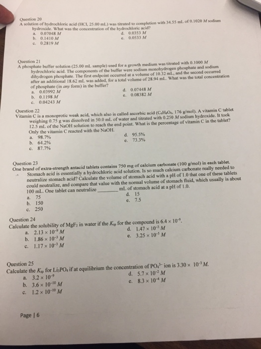 Solved A Phosphate Buffer Solution 25 00 Ml Sample Used 4189