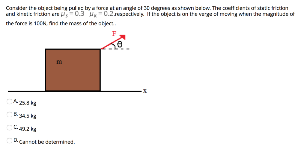 Solved Consider The Object Being Pulled By A Force At An
