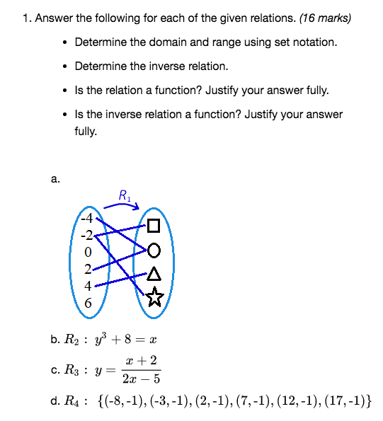 Solved 1. Answer the following for each of the given | Chegg.com