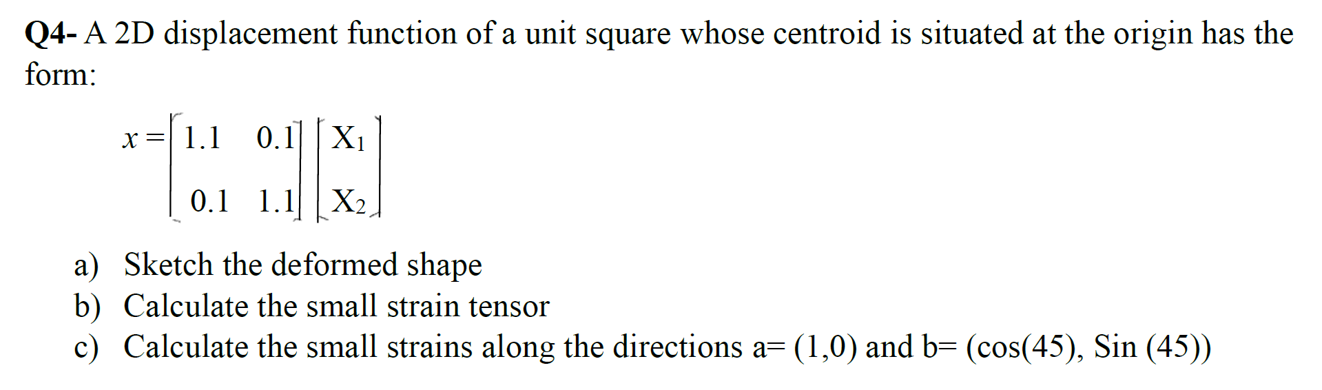 Solved Q4- ﻿A 2D displacement function of a unit square | Chegg.com