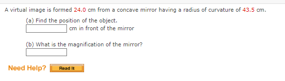 Solved A virtual image is formed 24.0 cm from a concave | Chegg.com