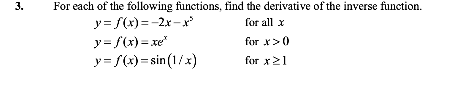 For each of ﻿the following functions, find the | Chegg.com