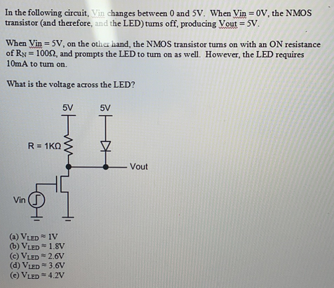 Solved In the following circuit, Vin changes between 0 and | Chegg.com
