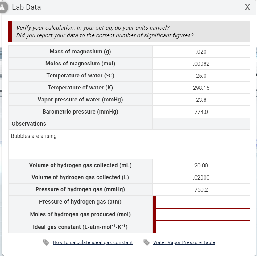 Solved À Lab Data Х Verify your calculation. In your set-up, | Chegg.com