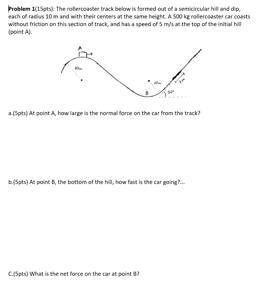 Solved Problem 1(15pts): The rollercoaster track below is | Chegg.com