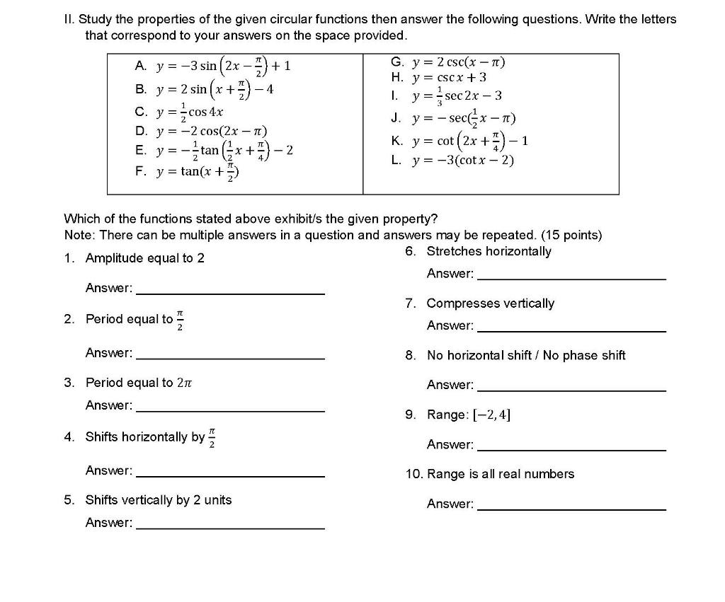 Solved II. Study the properties of the given circular | Chegg.com