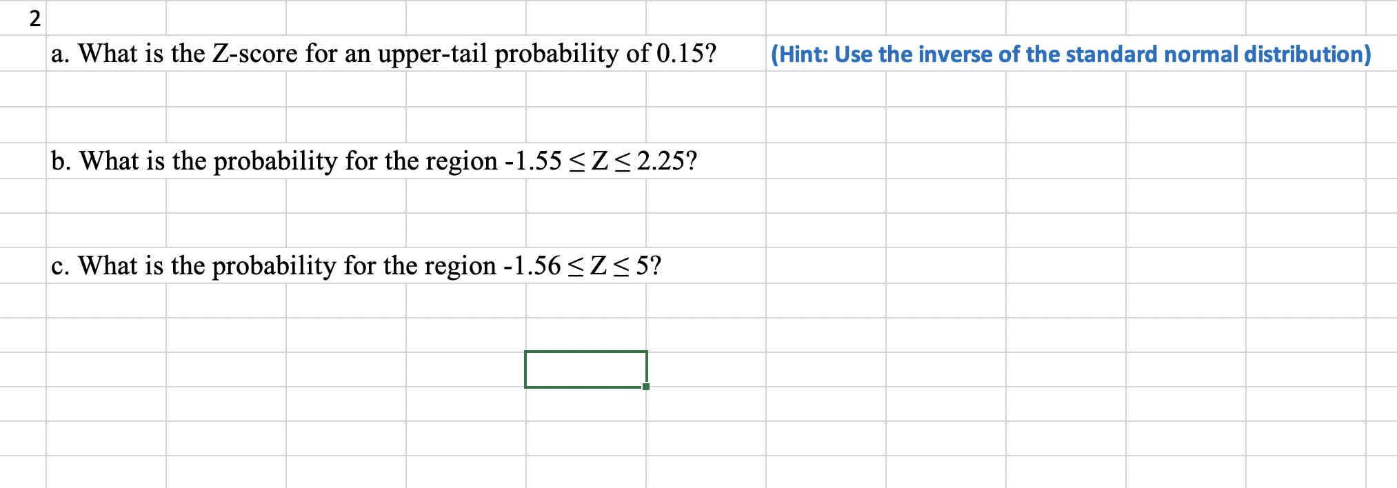 Solved 2 a. What is the Z-score for an upper-tail | Chegg.com