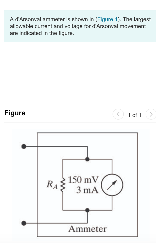 Solved A d'Arsonval ammeter is shown in (Figure 1). The | Chegg.com