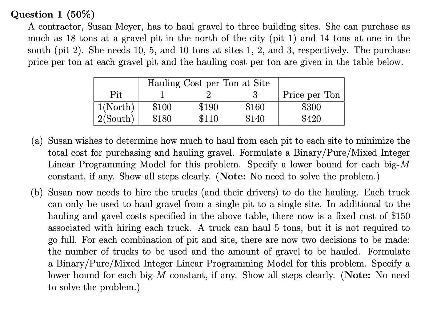 Solved Question 1(50%) A contractor, Susan Meyer, has to | Chegg.com