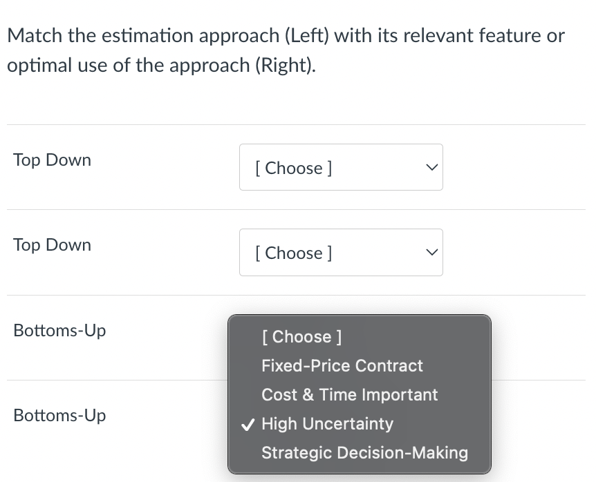 Solved Match the estimation approach (Left) with its | Chegg.com