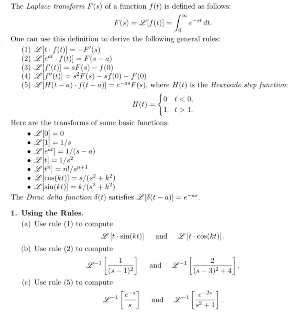 Solved The Laplace transform F(s) of a function f(t) is | Chegg.com